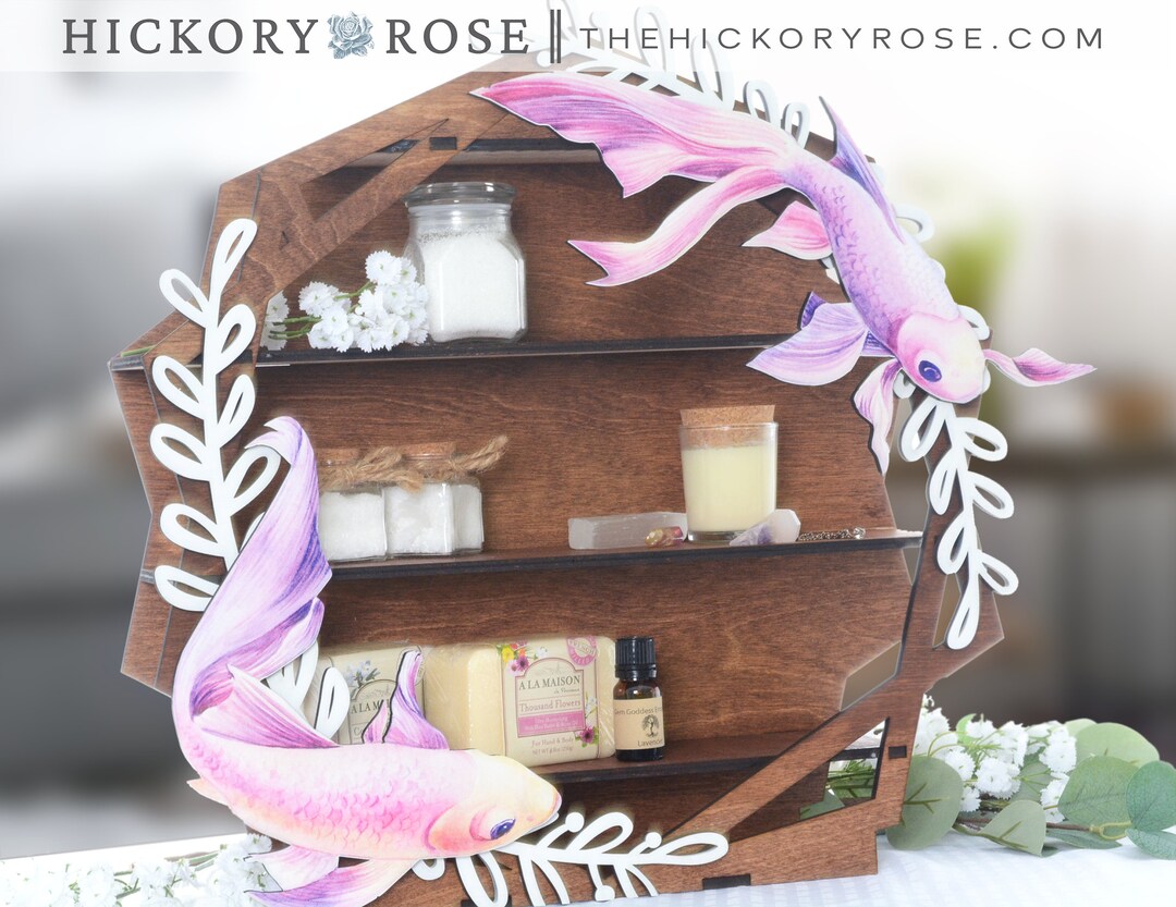 Laser Cut Display Shelf, Crystal Display Shelf, Koi Fish Decor, Laser ...