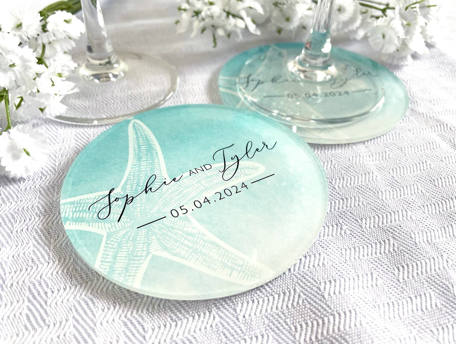 Beach Wedding Coasters, Beach Wedding Decor, Clear Acrylic Coasters ...