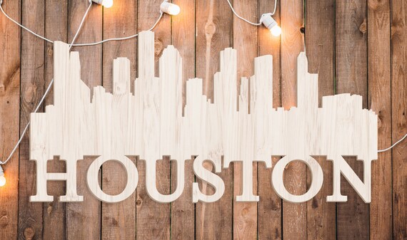 Houston Wall Sign City Skyline Wall Decor Texas Wall Art - Etsy