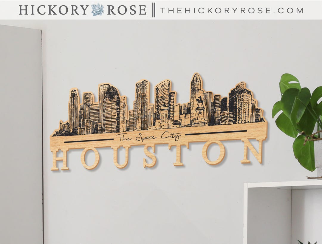 Wooden Skyline Cutout, Wood Houston Skyline, Houston Skyline Wall Decor ...