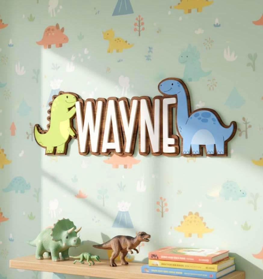 Dinosaur Baby Name Sign | Custom Laser Cut Name Sign, Dinosaur Nursery ...