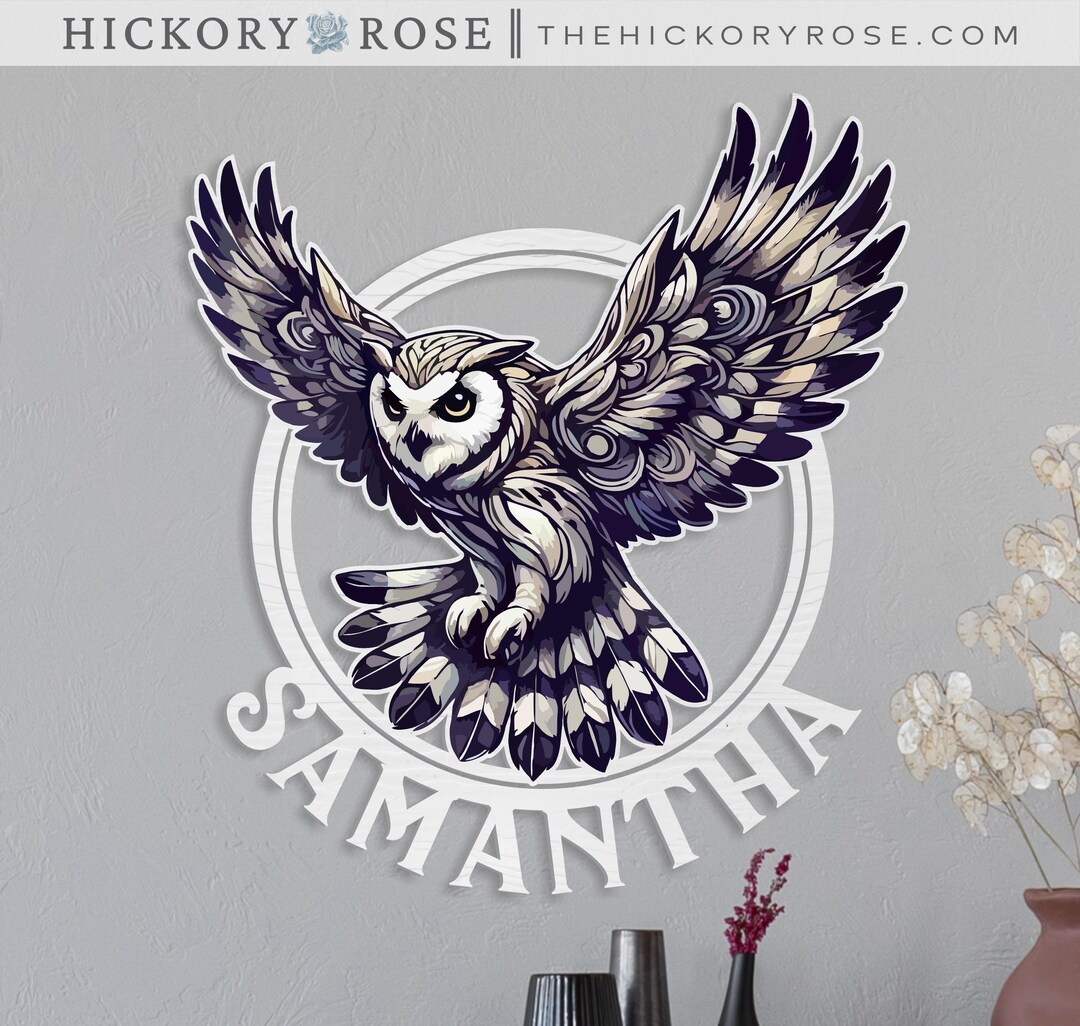 Flying Owl Wall Art | Wooden Owl Cutout, Owl Name Sign, Personalized ...
