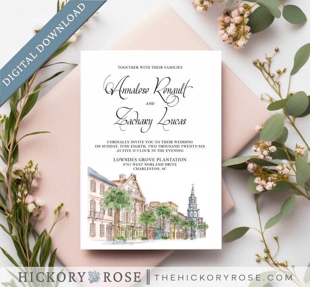 Charleston Wedding Invitations, Editable Invitation Template, Instant ...