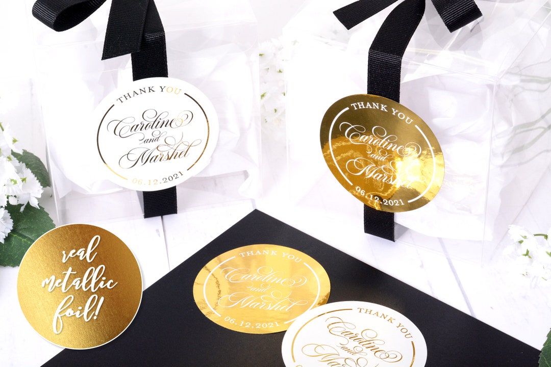 Gold Foil Wedding Stickers, Metallic Sticker Labels, Round Favor Labels ...