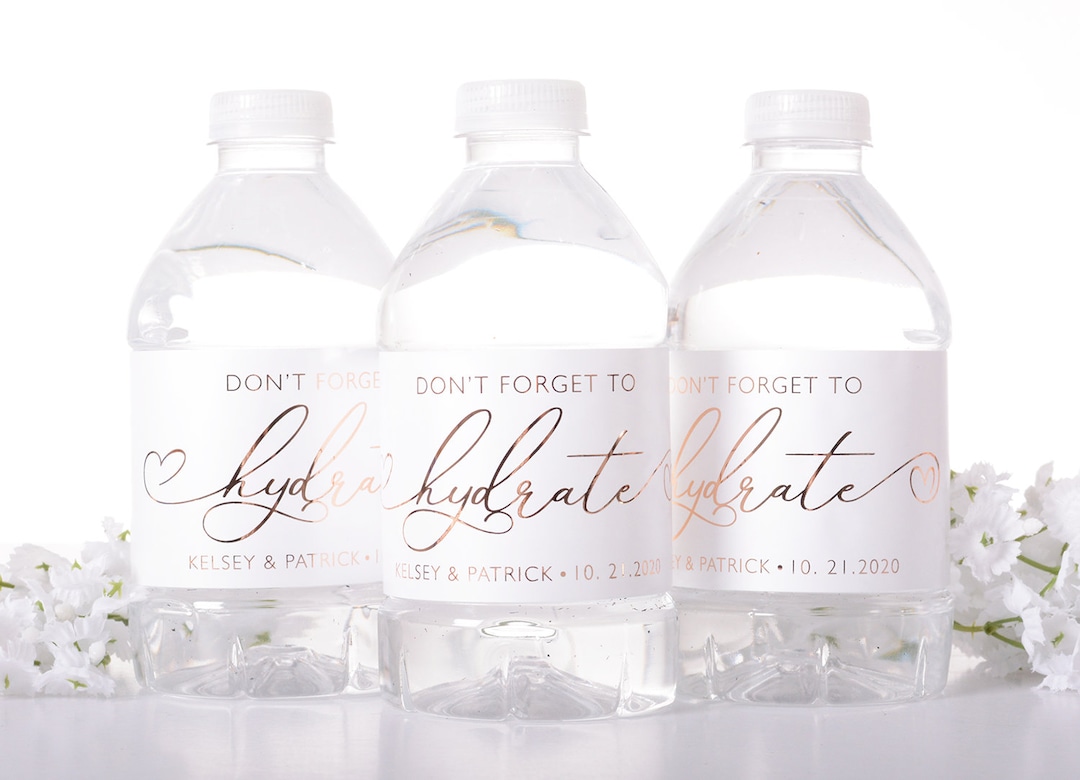 Metallic Foil Wedding Stickers, Wedding Water Bottle Labels, Rose Gold ...