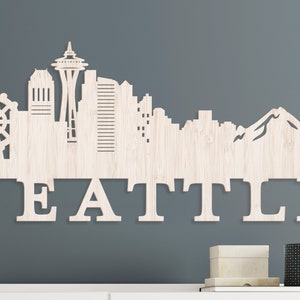 Seattle Skyline Sign, Detailed Seattle Skyline Art, Seattle Artwork ...