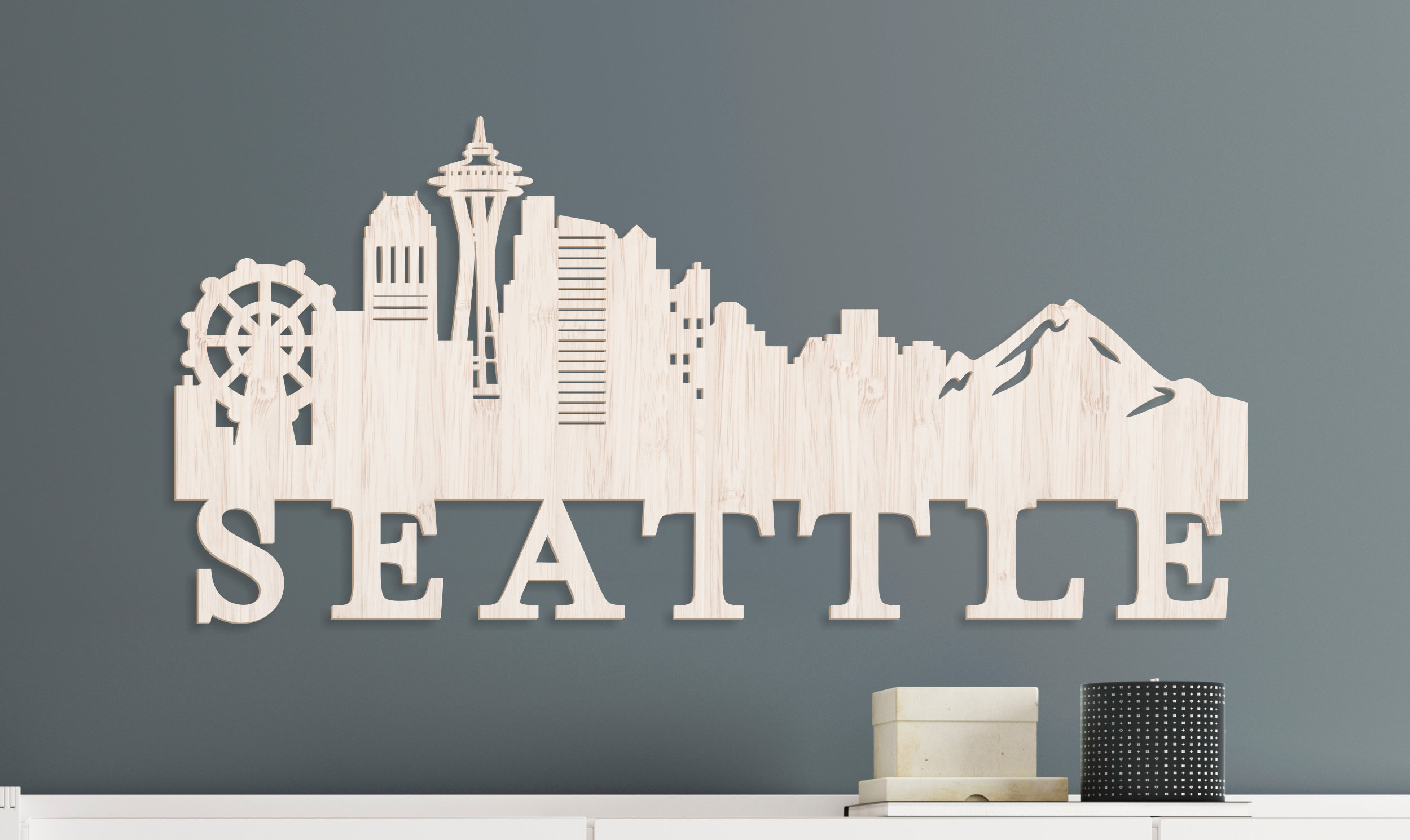 Seattle Skyline Sign Detailed Seattle Skyline Art Seattle - Etsy Canada