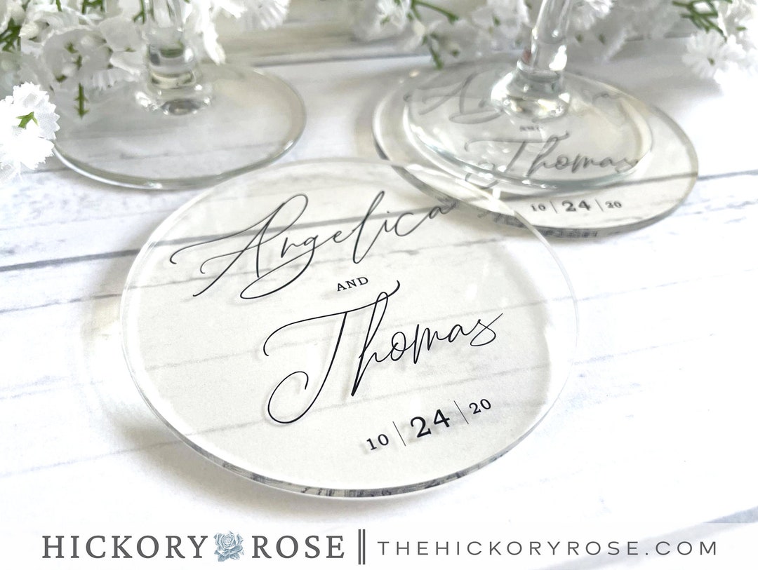Custom Wedding Coasters, Minimalist Wedding Decor, Personalized Clear ...