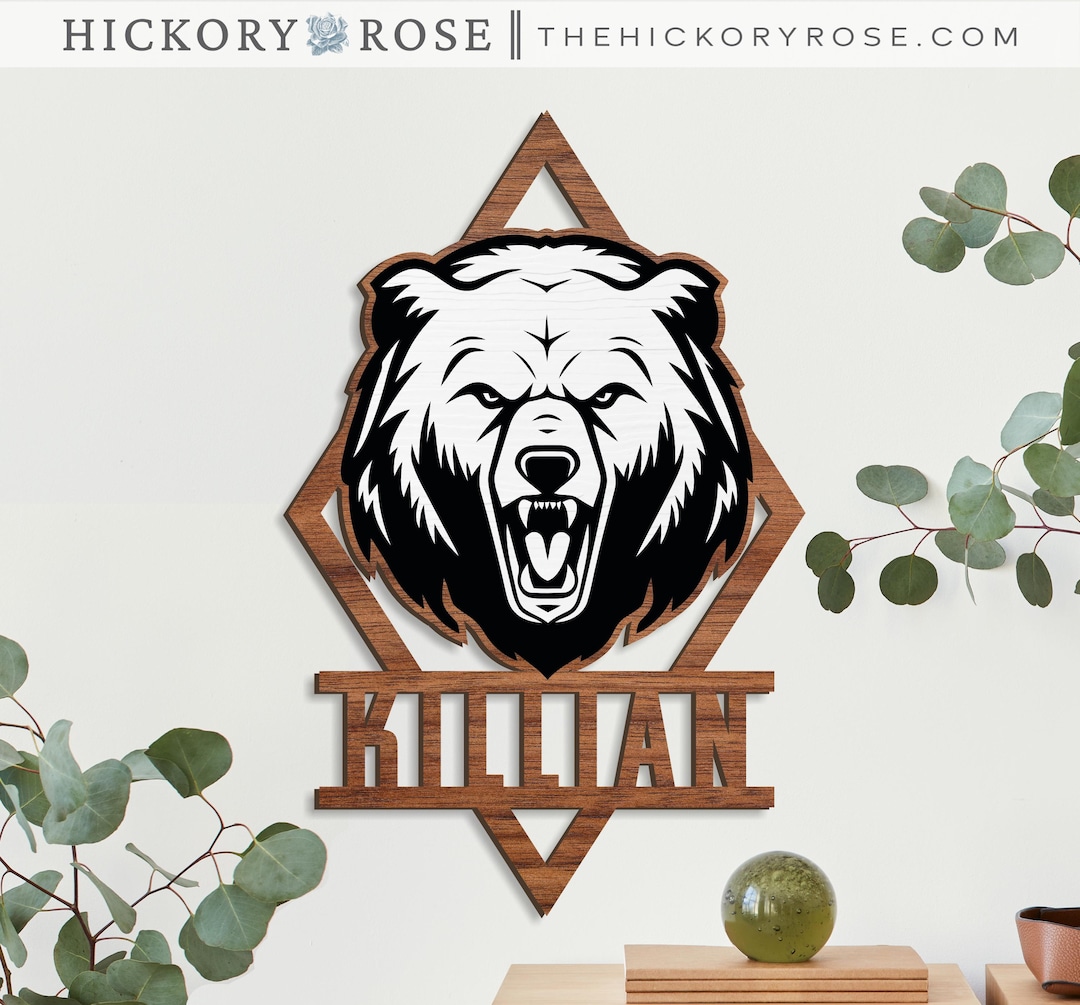 Custom Grizzly Bear Name Sign | Laser Cut Custom Name, Grizzly Bear ...