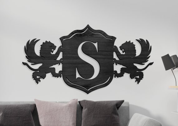 Custom Crest Wall Sign, Family Initial Crest, Family Initial Sign ...