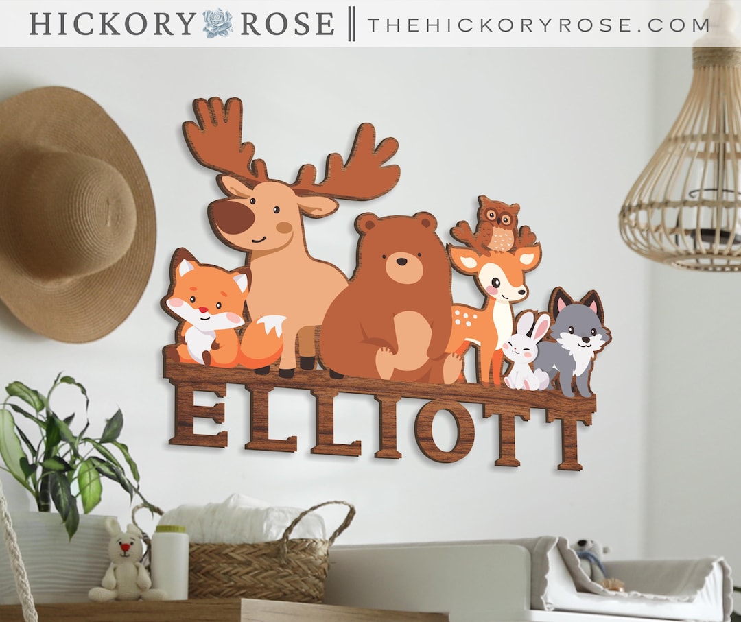 Woodland Animals Nursery Sign | Custom Baby Name Sign, Forest Themed ...