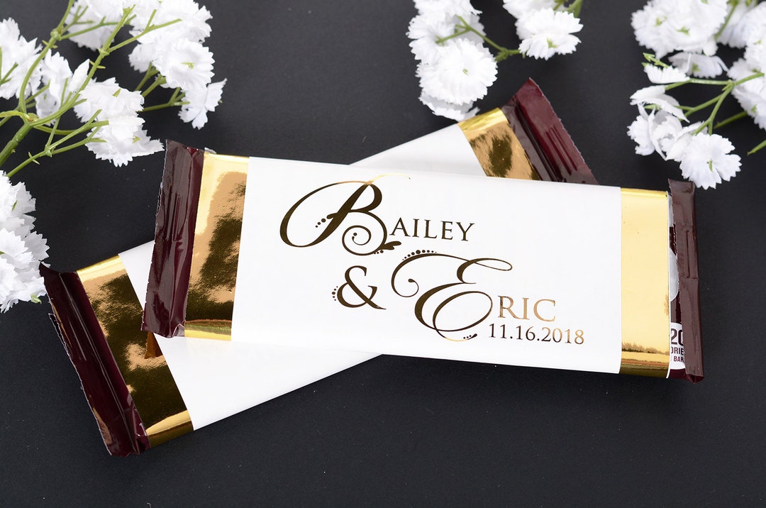 Wedding Candy Wrappers 25 Metallic Foil Chocolate Bar WRAPPERS Wedding ...