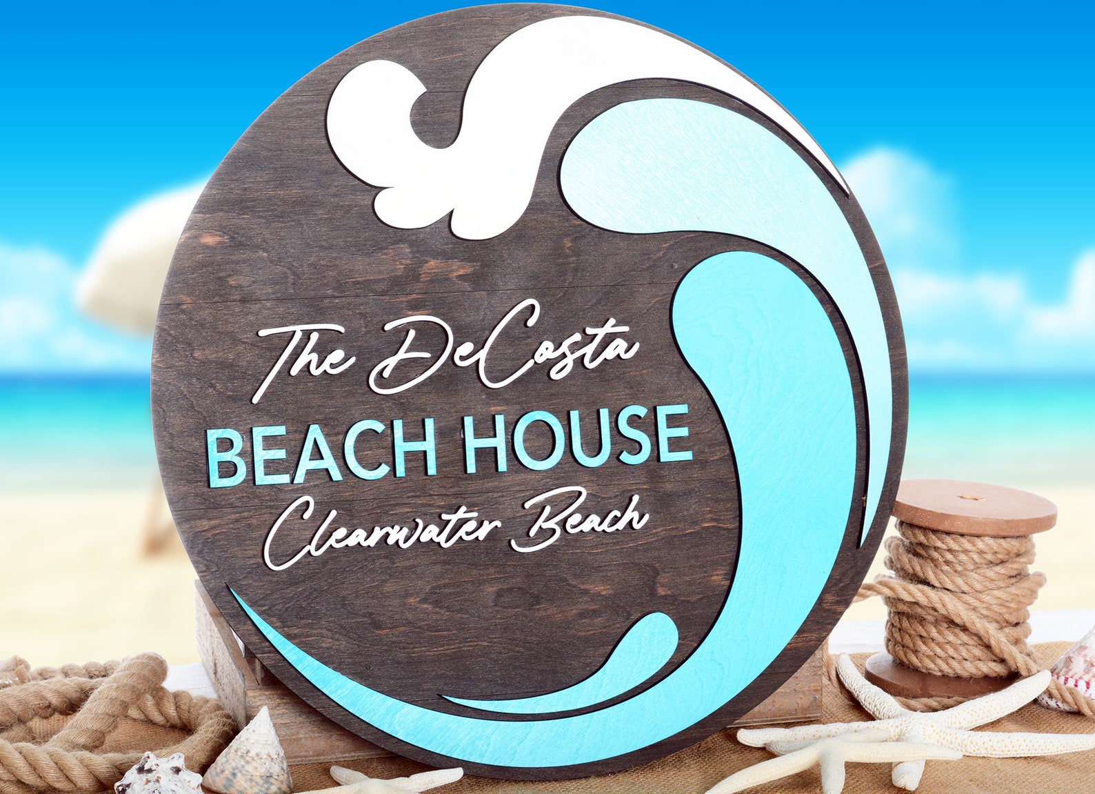 Personalized Wooden Beach House Sign, Beach House Gifts, Family Name ...