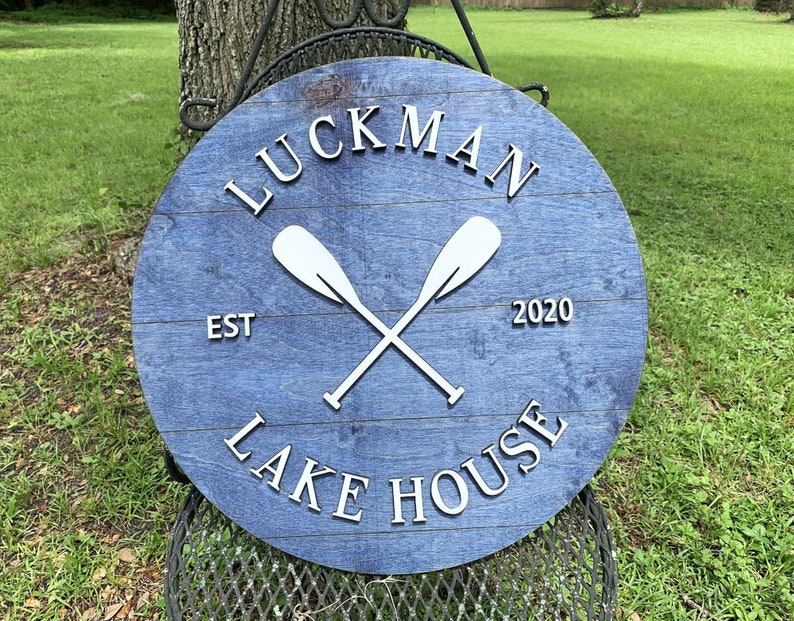 Custom Lake House Sign, Round Wood Sign, Family Name Sign, Laser Cut 3D ...