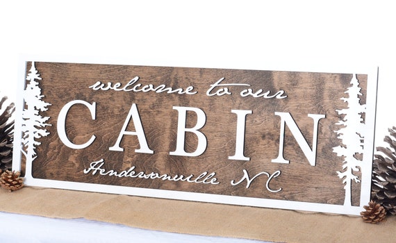 Cabin Welcome Sign, Custom Welcome Sign, Cabin Housewarming Gift ...