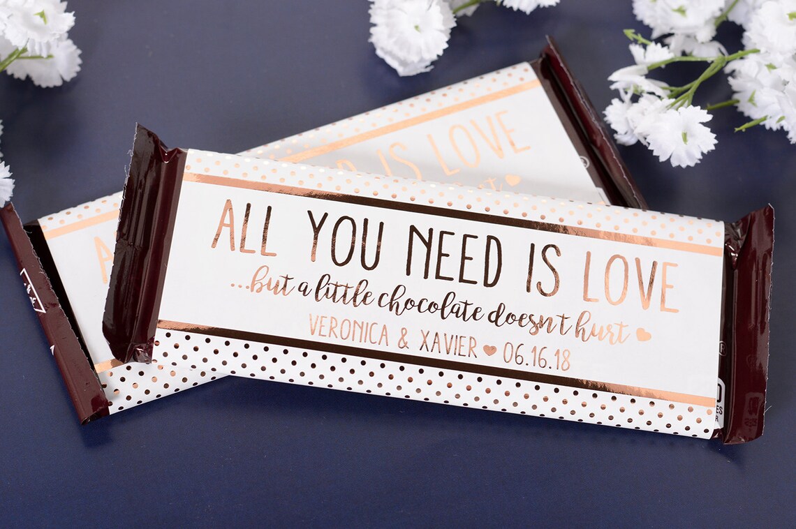 Wedding Candy Wrappers Metallic Foil Chocolate Bar Wrappers - Etsy