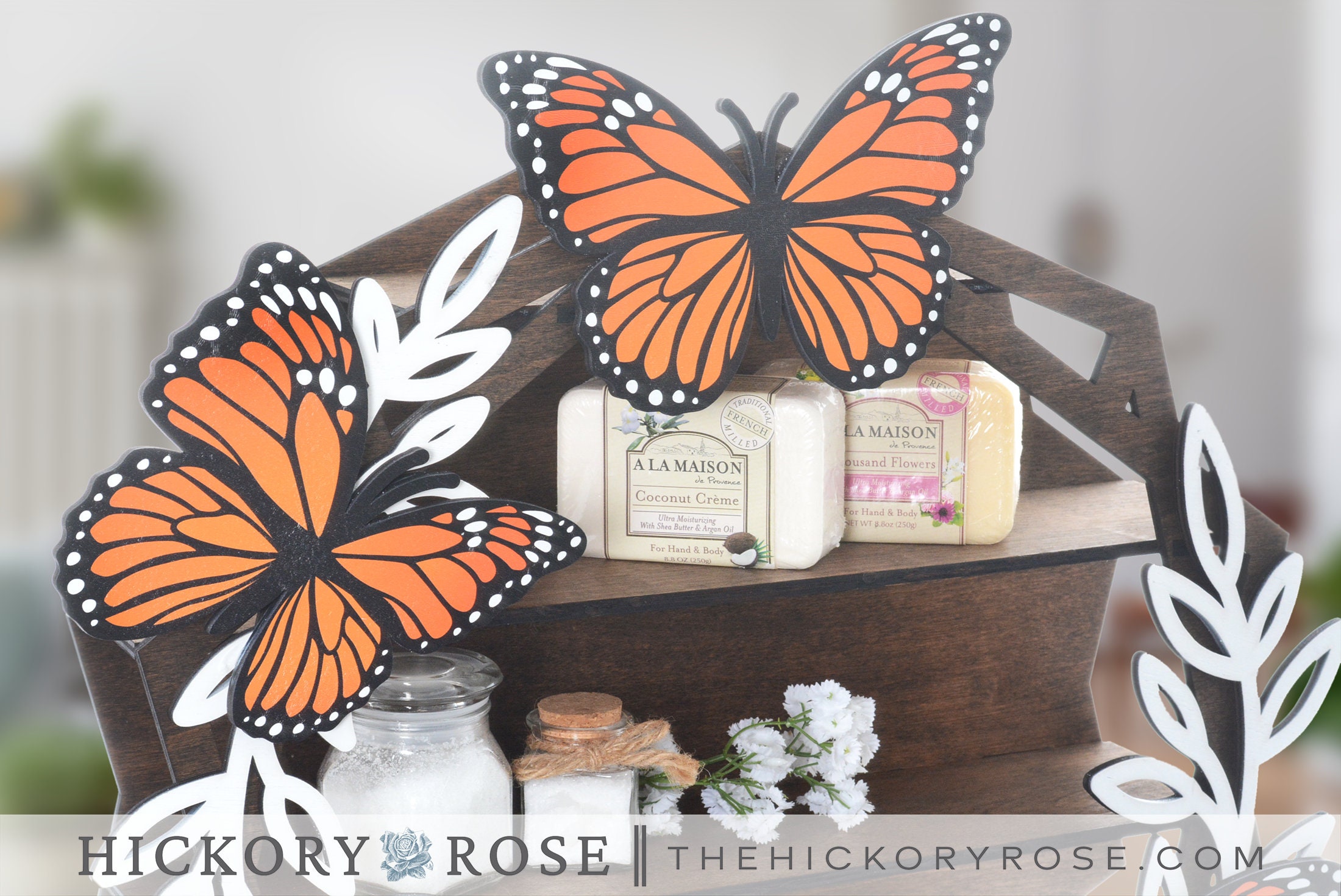 Laser Cut Butterfly Crystal Display Shelf, Whimsical Wooden Trinket ...