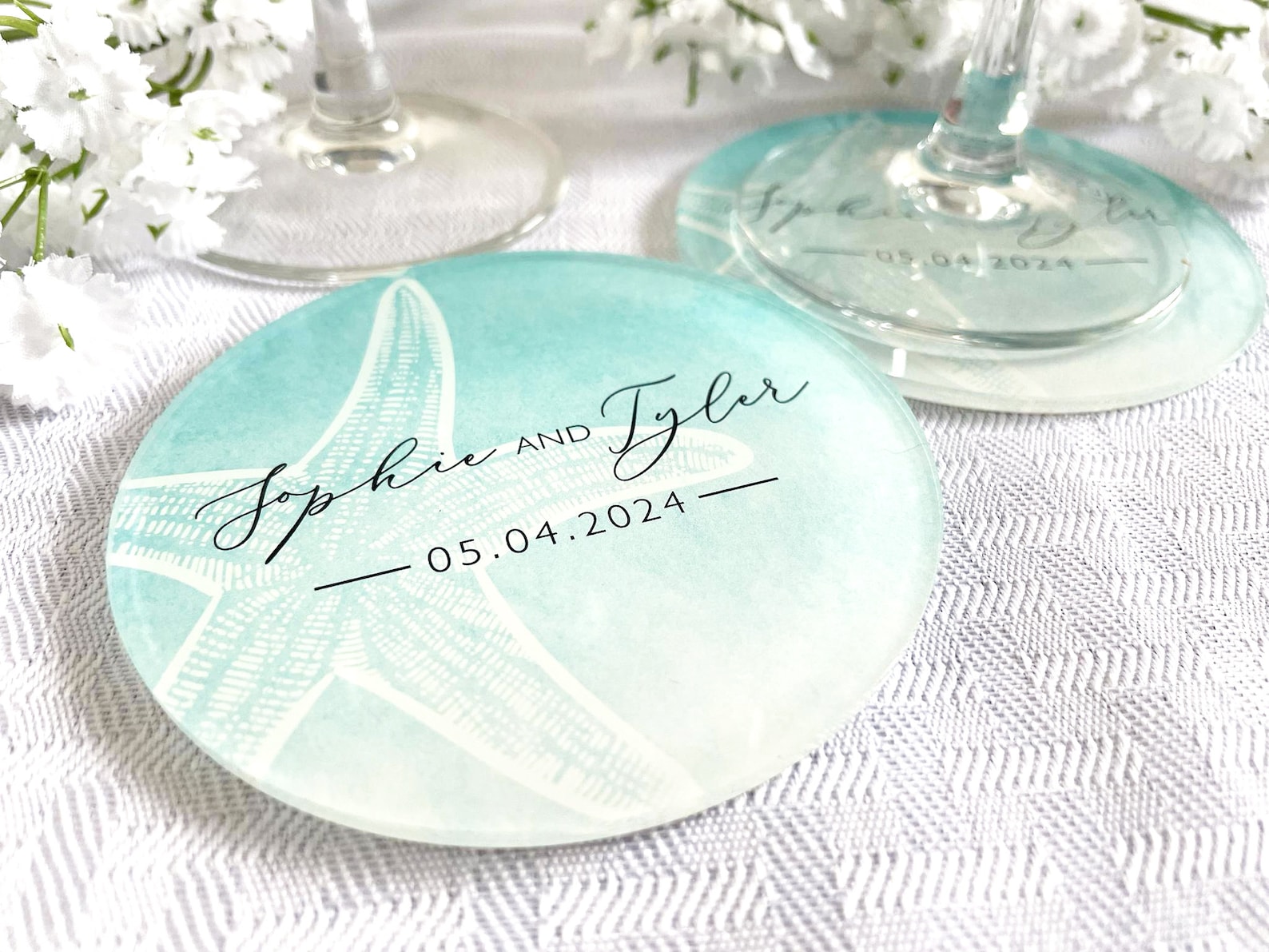 Beach Wedding Coasters, Beach Wedding Decor, Clear Acrylic Coasters ...