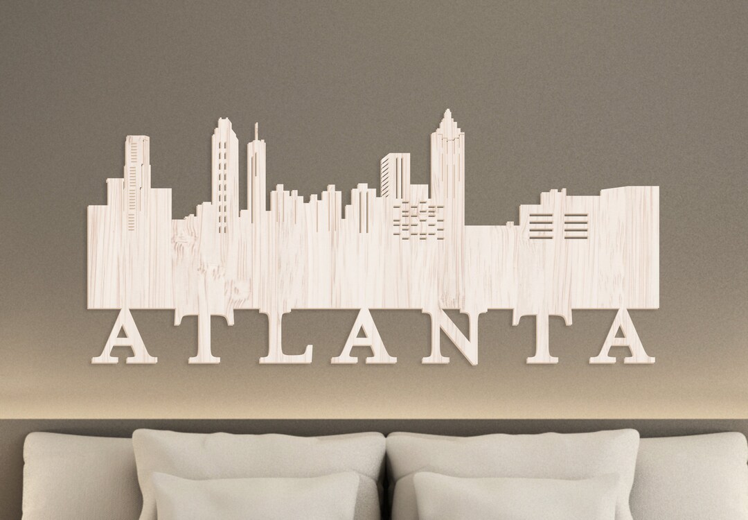 Atlanta GA Skyline Sign, Atlanta Wall Art, Atlanta Skyline Silhouette ...