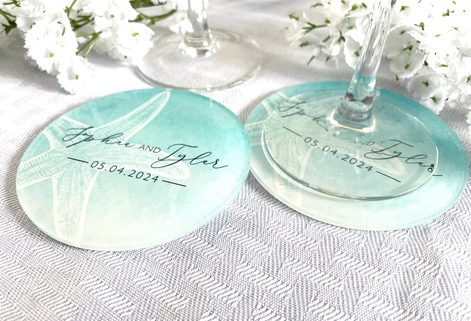 Beach Wedding Coasters, Beach Wedding Decor, Clear Acrylic Coasters ...