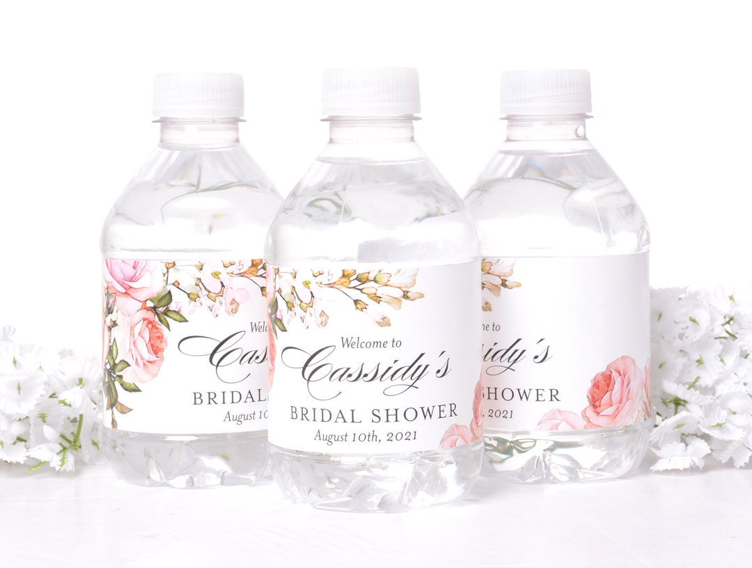 Wedding Bridal Shower Bachelorette Party Decor, Rose Floral Bottle ...