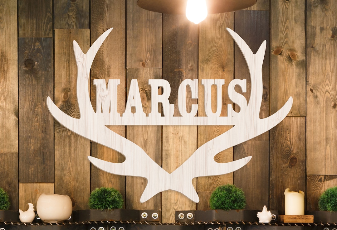 Antler Name Sign, Antler Wall Art, Deer Hunting Decor, Custom Name Sign ...