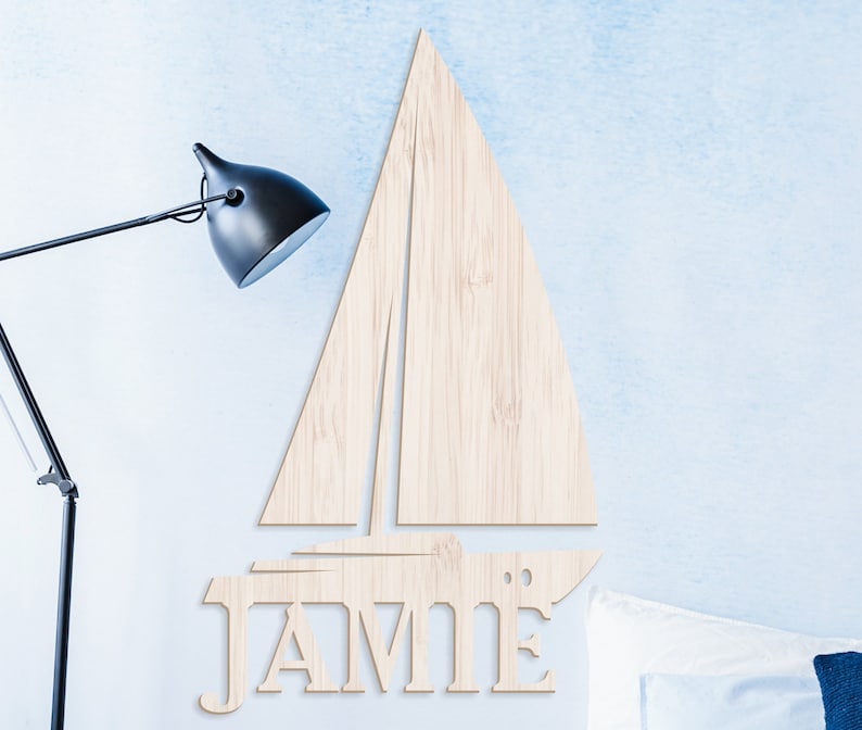 Sailboat Name Sign, Sailboat Wall Sign, Sailboat Theme Wall Decor, Kids ...