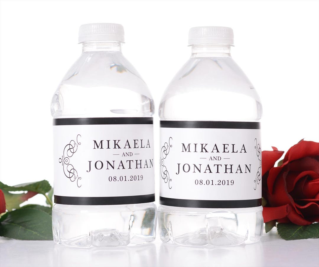 Formal Wedding Bottle Labels, Waterproof Wedding Stickers, Black and ...
