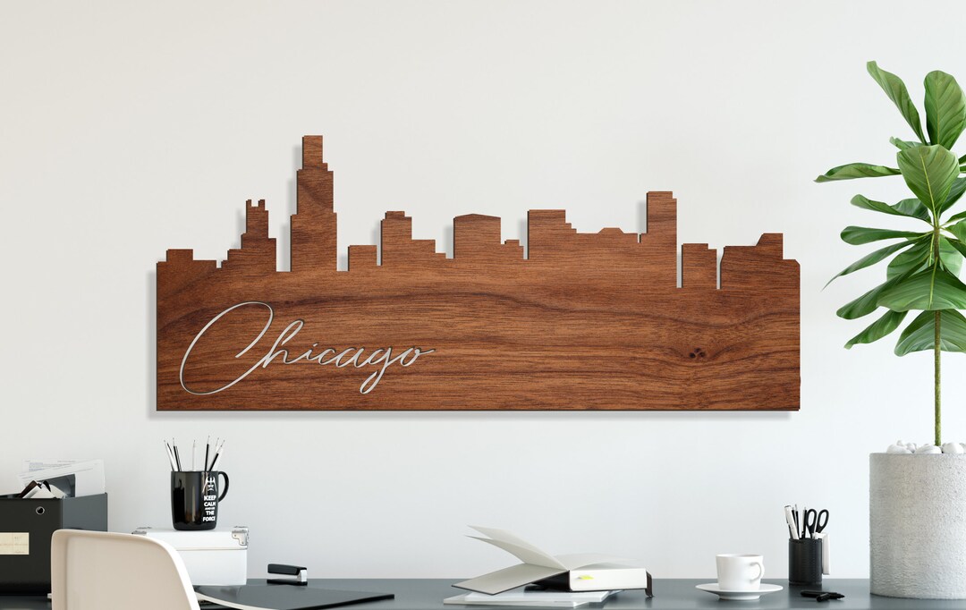 Chicago IL Wall Sign, City Skyline Wall Decor, Chicago Wall Art ...