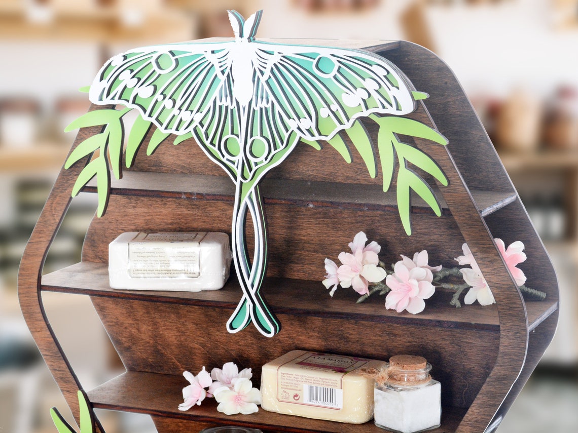 Wooden Luna Moth Wall Shelf Decorative Shelf Luna Moth - Etsy