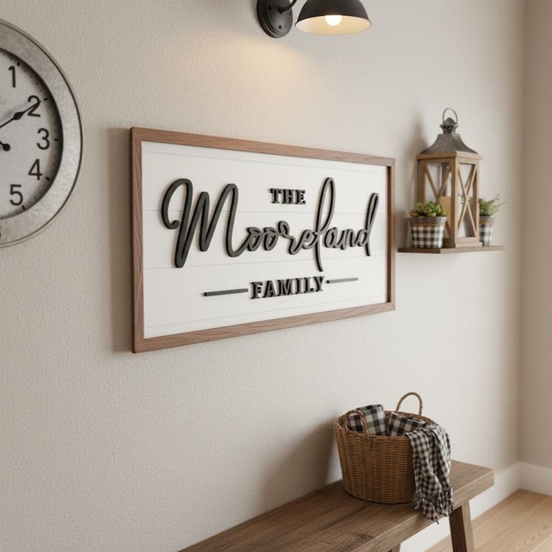 Family Name Welcome Sign, Custom Last Name Gifts, Minimalist Farmhouse ...