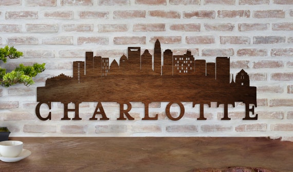 Charlotte Skyline Sign Charlotte Wall Art Charlotte Skyline | Etsy