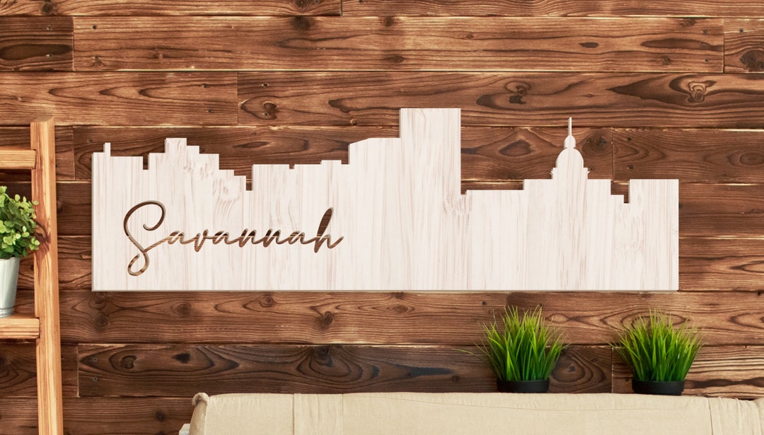 Savannah Skyline Wall Sign, City Skyline Wall Decor, Georgia Wall Art ...
