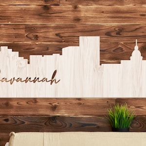 Savannah Skyline Wall Sign, City Skyline Wall Decor, Georgia Wall Art ...