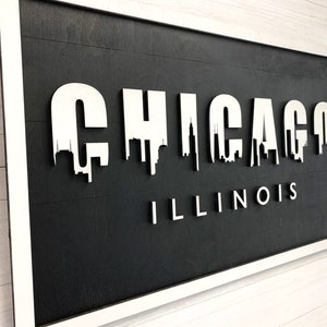 Chicago Decor, Chicago Wall Sign, Chicago Home Gifts, Skyline Gifts ...