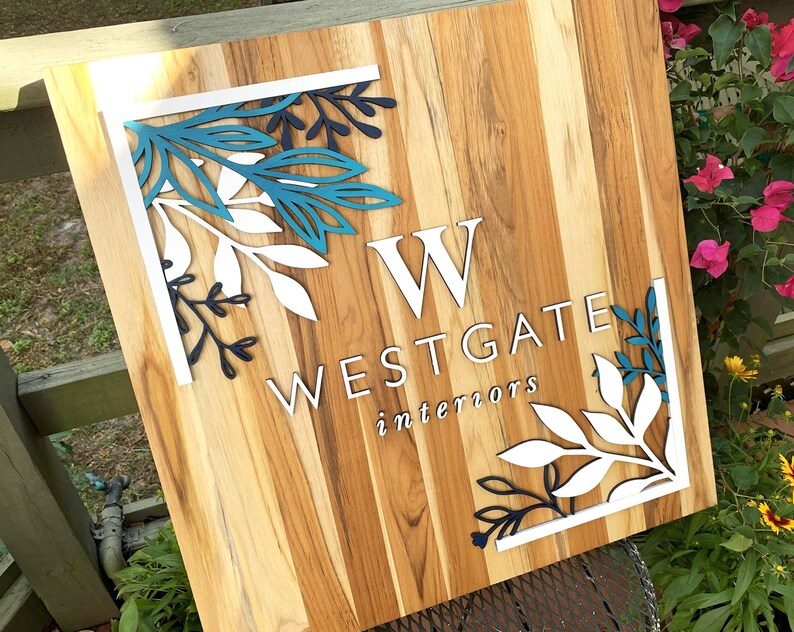 Custom Business Logo Sign Contractor Logo Sign Natural Teak | Etsy