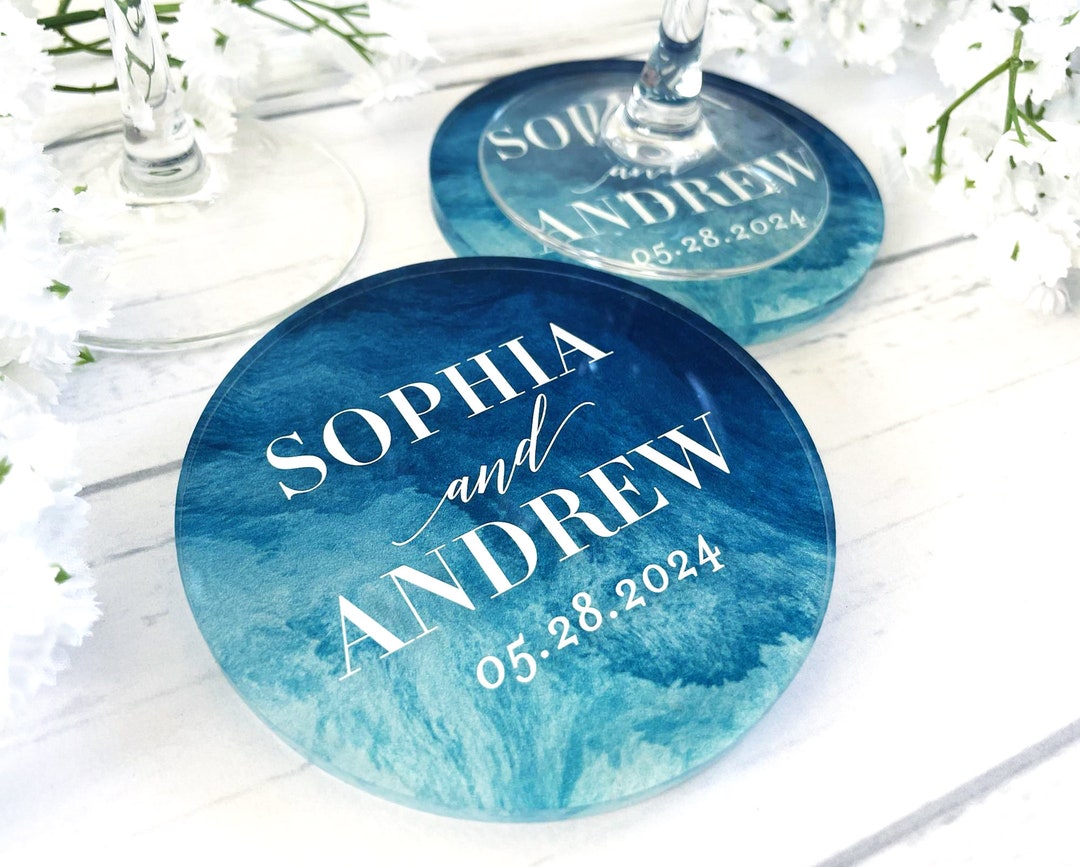 Custom Wedding Coasters, Clear Acrylic Round Coasters, Printed Wedding ...