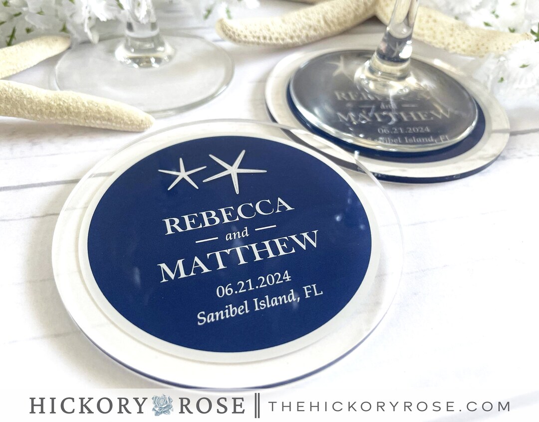 Beach Wedding Coasters, Beach Wedding Decor, Clear Acrylic Coasters ...