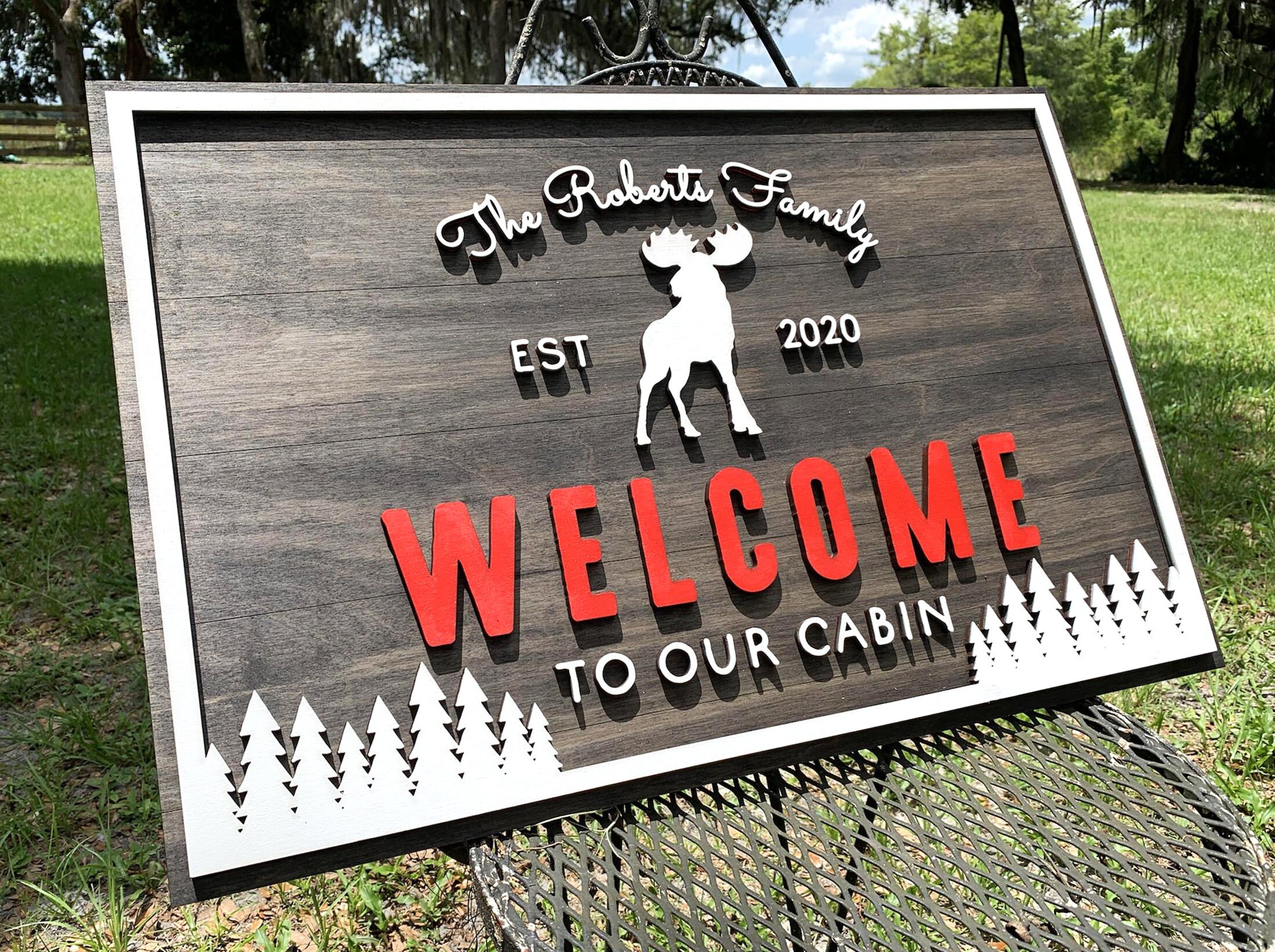 Cabin Welcome Sign Custom Lodge Sign Family Name Sign | Etsy