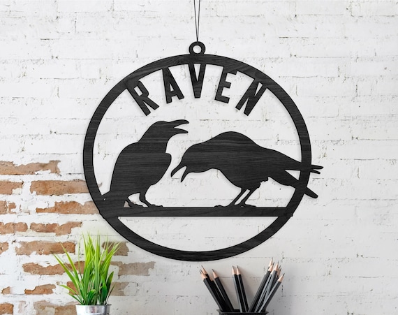 Custom Wooden Name Sign, Raven Name Sign, Raven Gifts, Personalized ...