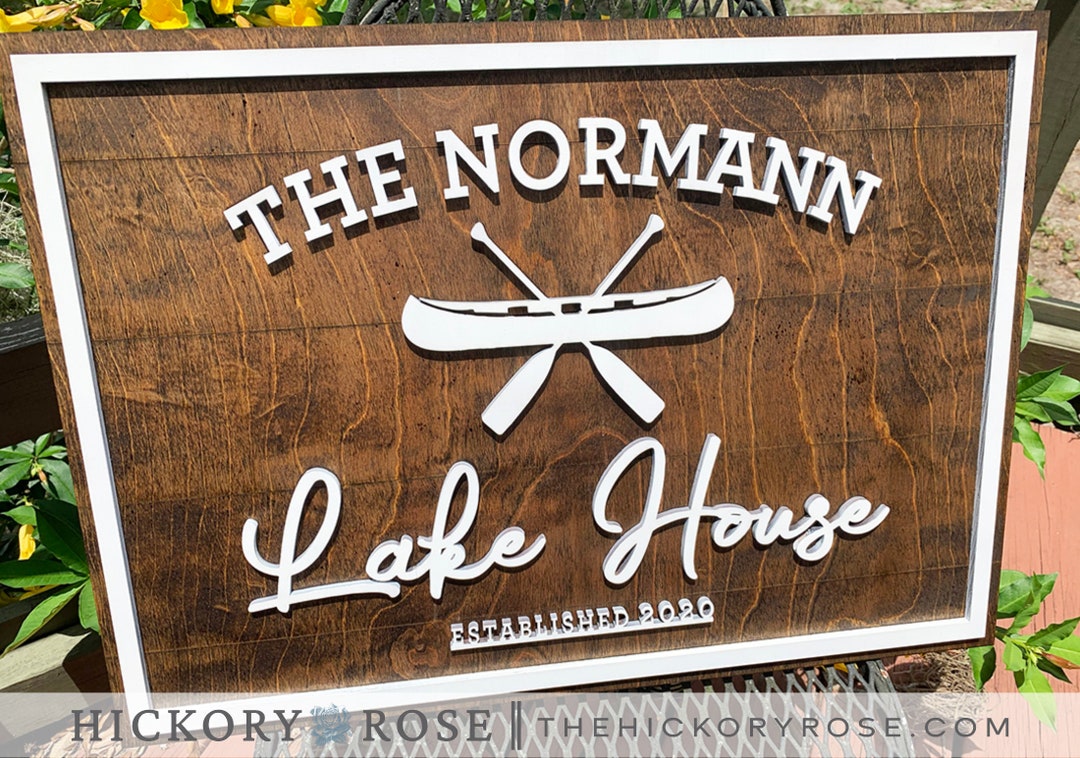 Family Lake House Sign, Lake House Decor, Customized Lake House Sign ...