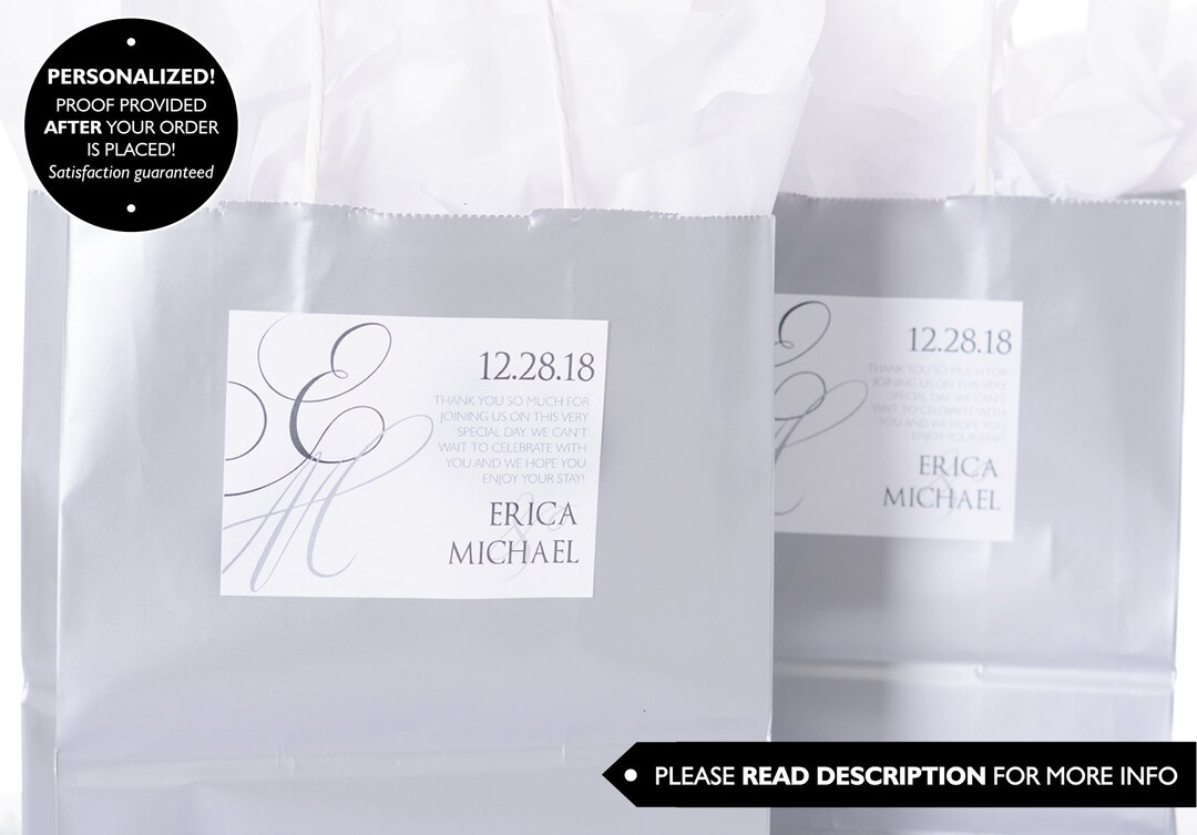 Elegant Wedding Stickers - Wedding Welcome Bag Stickers - Wedding Box ...