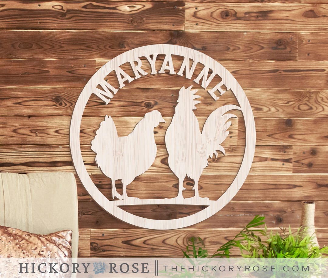 Custom Name Wall Sign, Chicken Sign Decor, Kids Name Sign, Wood Name ...