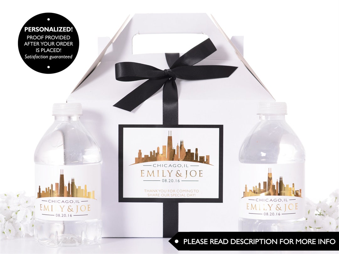 METALLIC FOIL Chicago Wedding Favor Boxes - Wedding Gift Box Sets With ...