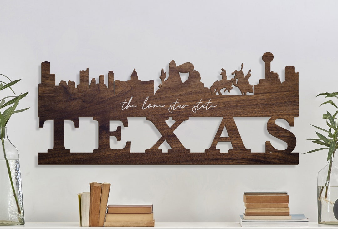 Texas Wall Sign, Texas Skylines Cutout, Wooden Texas Home Sign, Texas Wall Decor, Texas ...