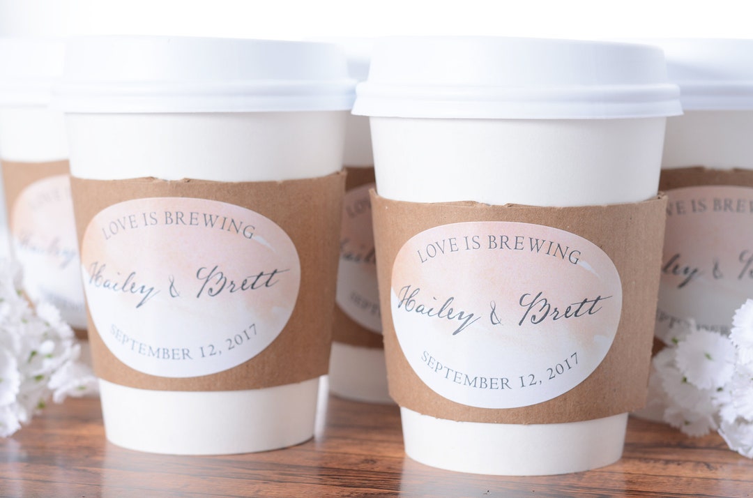 Wedding Cups Watercolor Wedding Coffee Cups Beverage Supplies Wedding ...