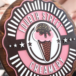 Ice Cream Logo Sign, Custom 3D Raised Logo Sign, Laser Cut Logo Sign ...