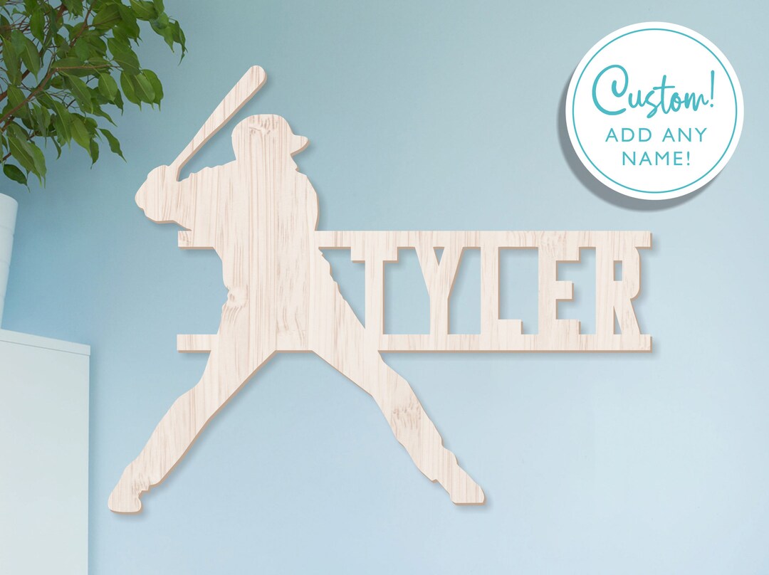 Baseball Wall Sign, Baseball Wall Decor, Kids Name Sign, Wood Name Sign ...