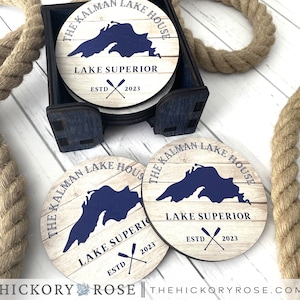Custom Coaster Set, Coaster Gift Set, Lake Themed Wood Coasters, Laser ...