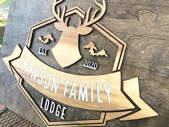 Customized Lodge Sign, Mountain Home Sign, Custom Family Mountain House ...